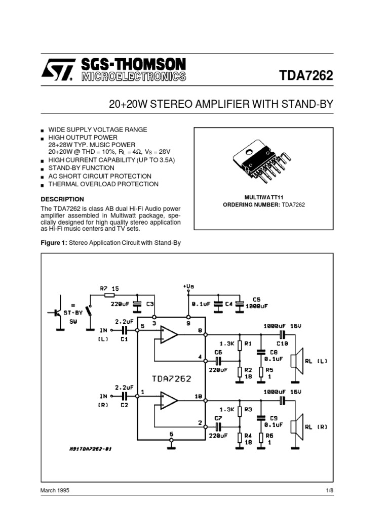 Tda 7262 | PDF | Amplifier | Electricity