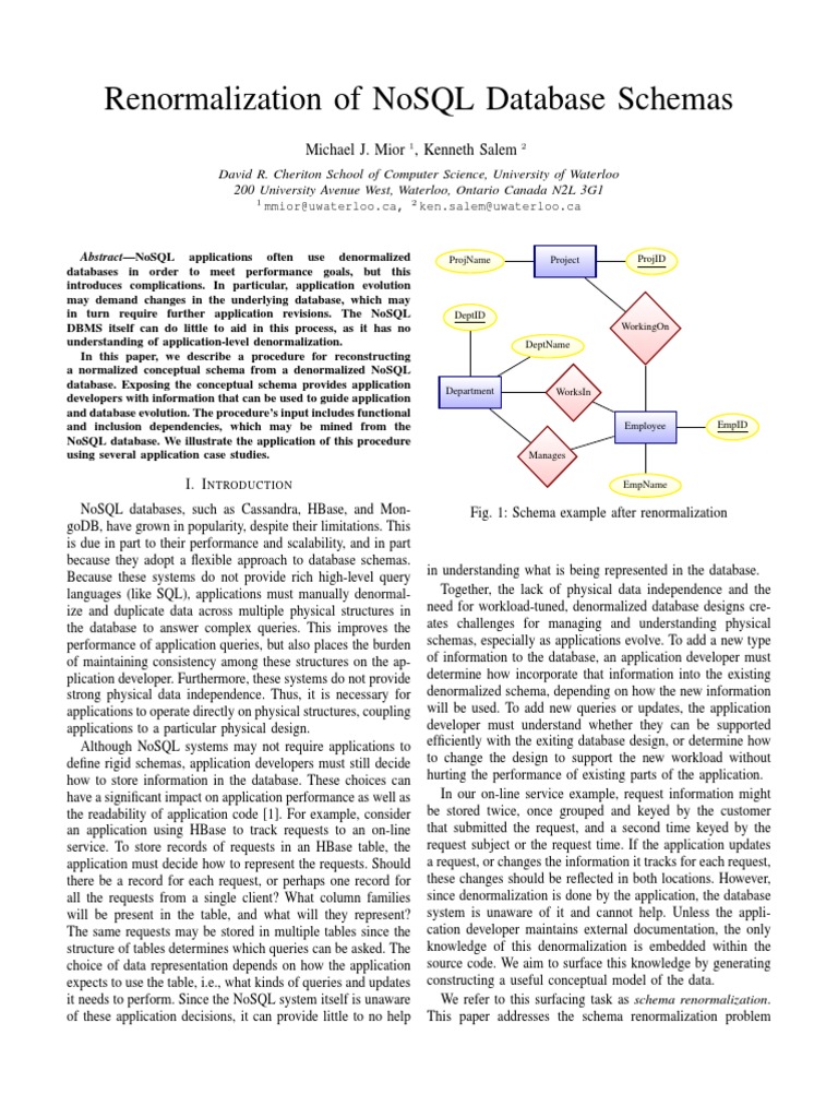 Renormalizing NoSQL Database Schemas | PDF | No Sql | Database Design