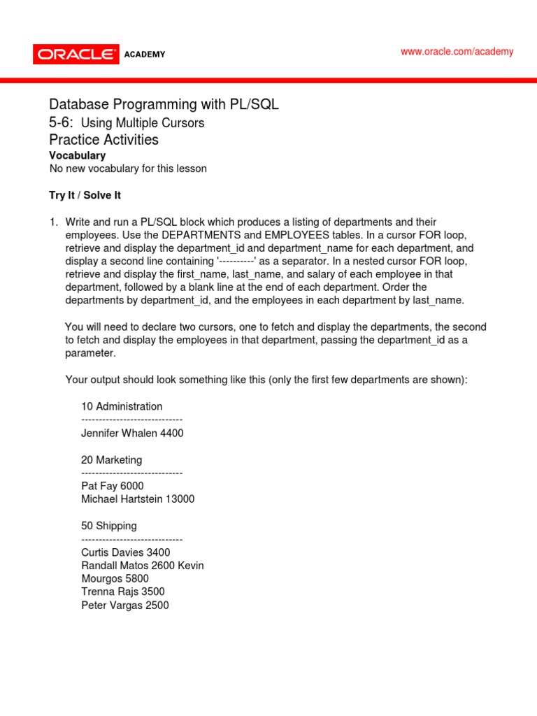 PLSQL 5 6 Practice | PDF | Central America | Databases PLSQL 5 6 Practice | PDF | Central America | Databases