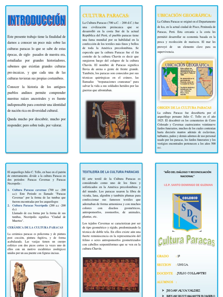 Triptico Cultura Paracas | PDF | Cultura (general)