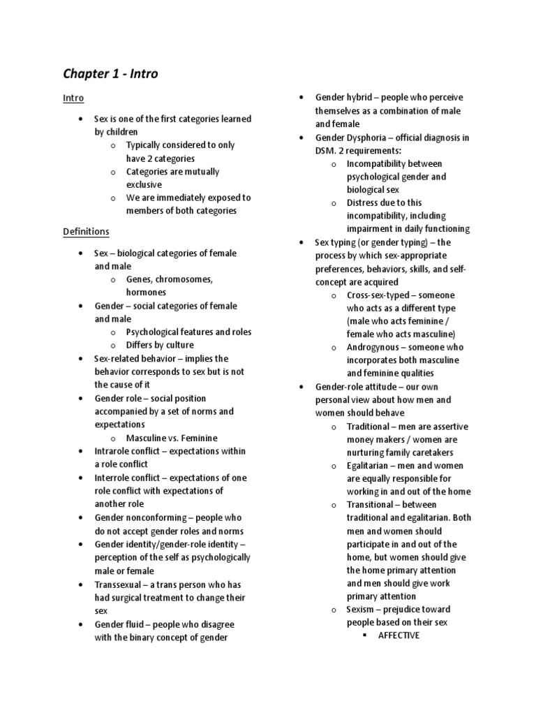 Psychology of Gender Chapter 1 Notes | PDF | Gender Role | Gender