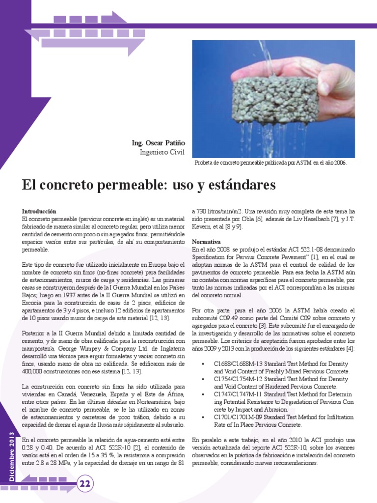 Concreto Permeable: Usos y Normativas | PDF | Ingeniería estructural ...