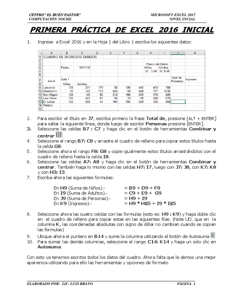 Guias de Prácticas de Excel 2016 | PDF | Microsoft Excel | Point and Click
