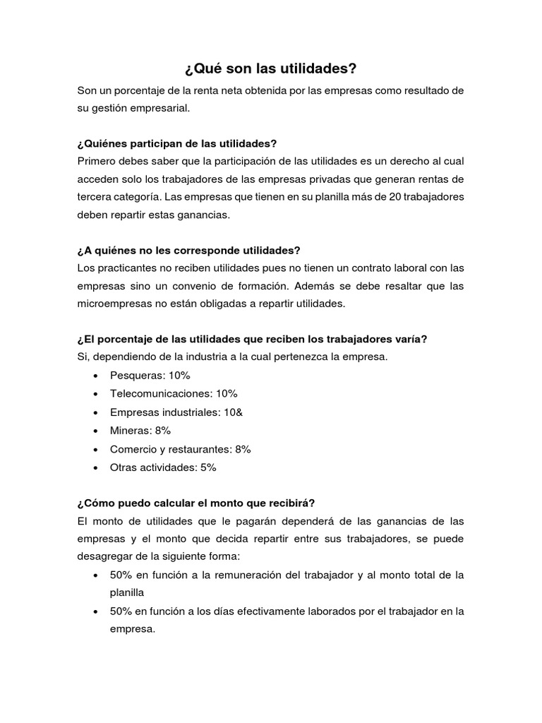 Qué Son Las Utilidades | PDF