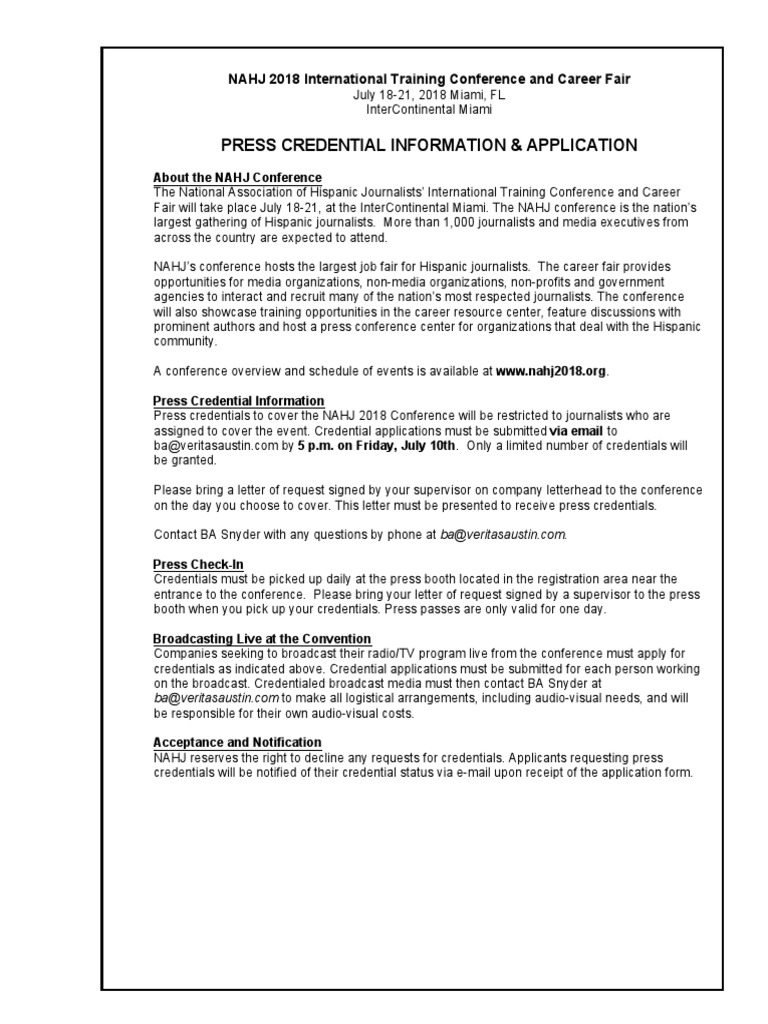 Press Credential NAHJ18 | PDF | Credential | Public Sphere