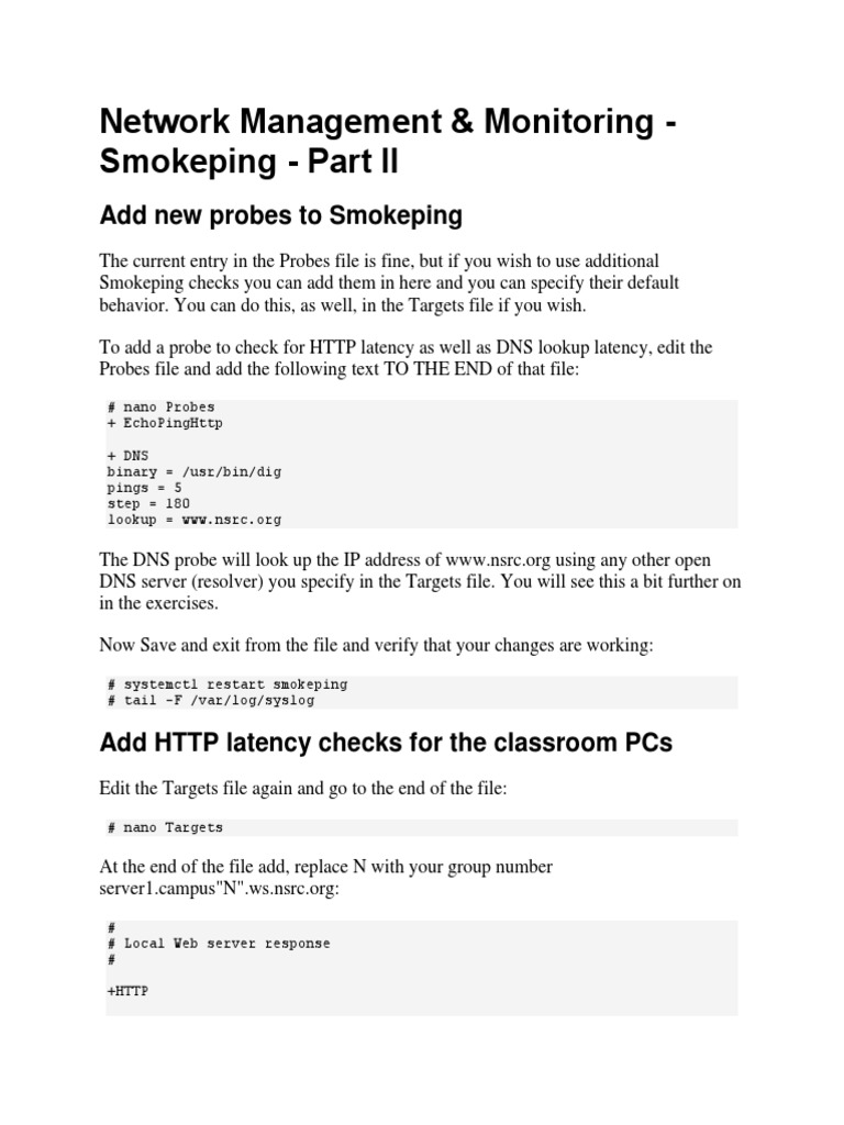 Network Management & Monitoring - Smokeping - Part I I | PDF | Domain Name System | Web Server