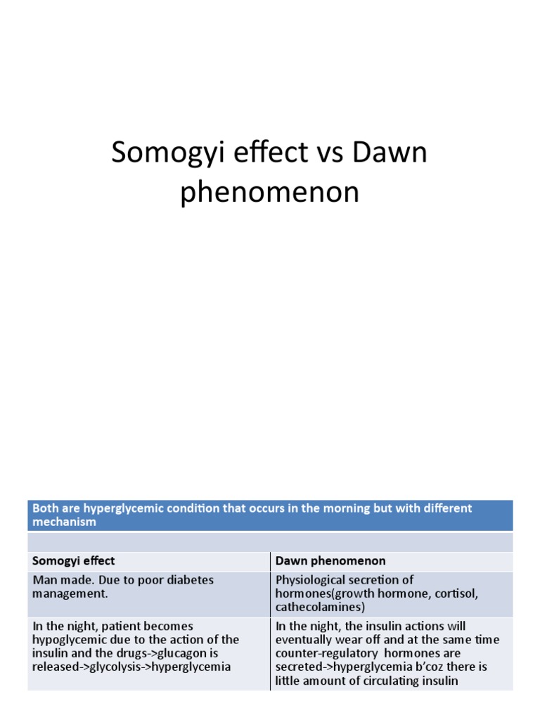 Somogyi Effect Vs Dawn Phenomenon | PDF