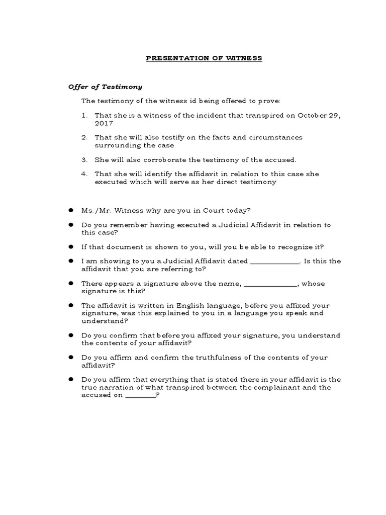 Witness Testimony in a Criminal Case | PDF