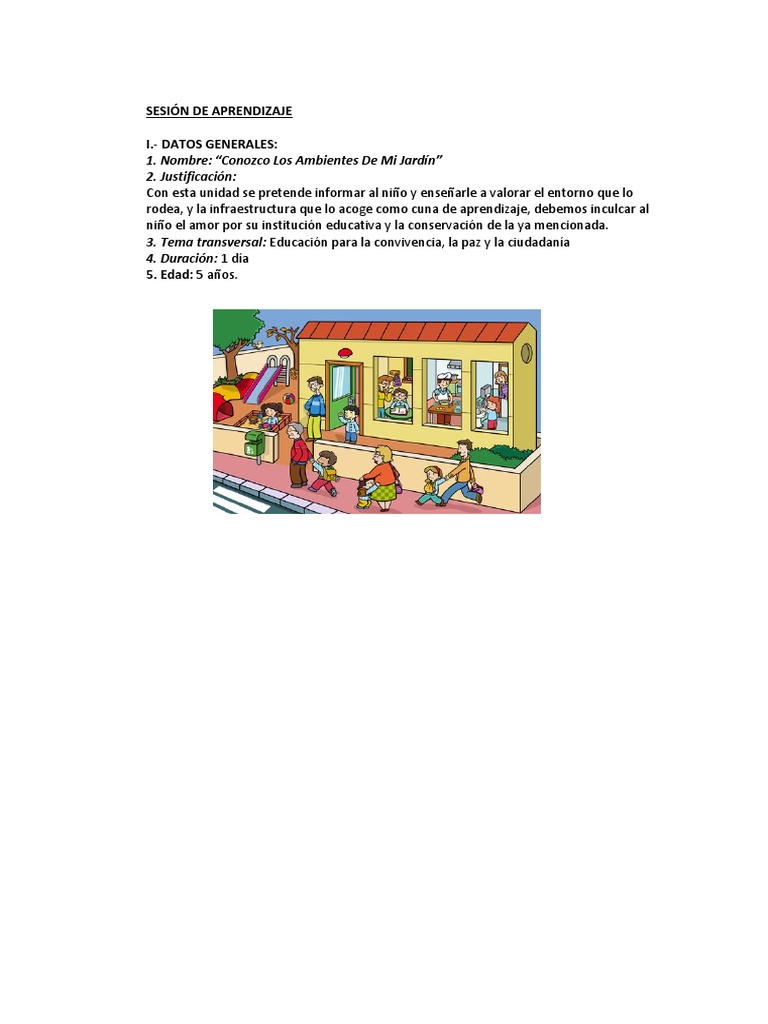 Conociendo Mi Jardin Sesion-De-Aprendizaje | PDF | Aprendizaje | Salón ...