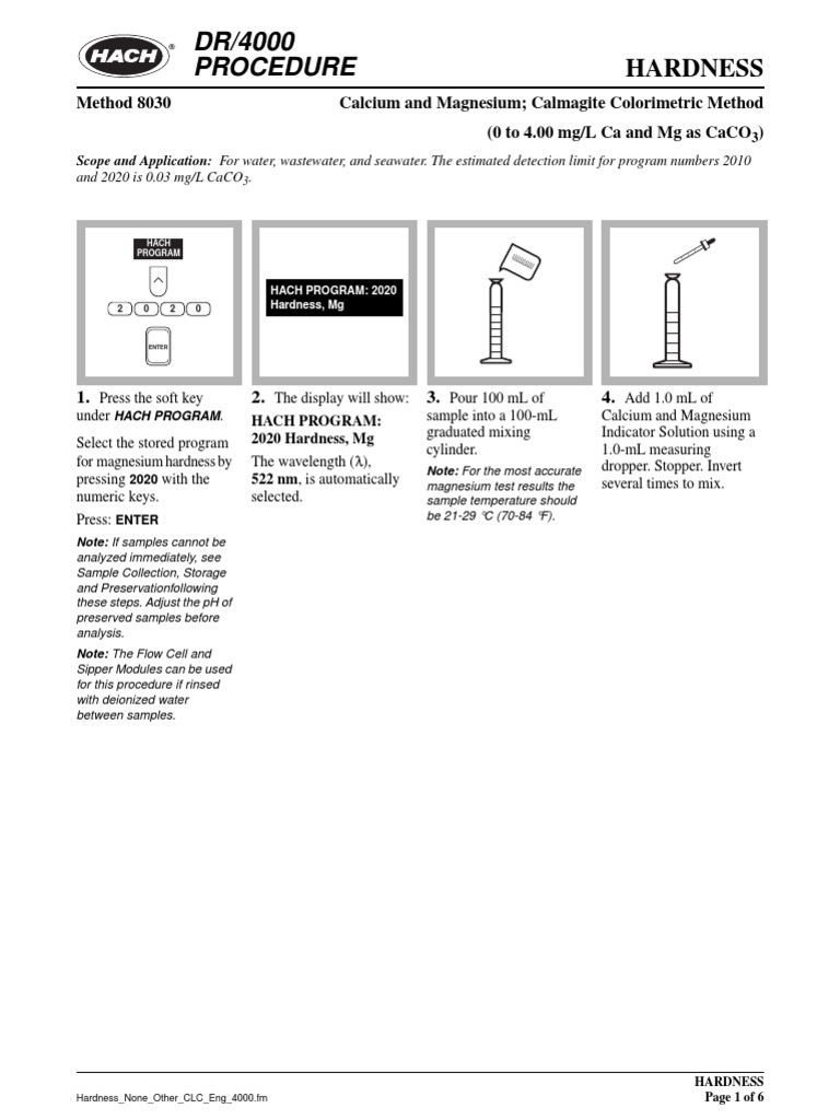 DR 4000 Hardness Method 8030 | PDF | Magnesium ...