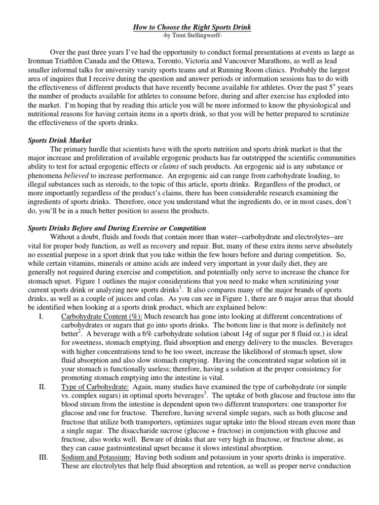How To Choose The Right Sports Drink UAS 2 | PDF | Fructose | Sugar