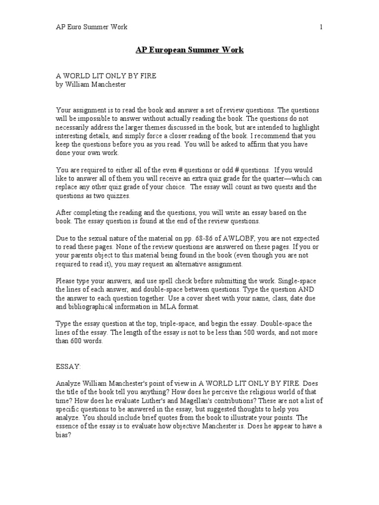 AP Euro Summer Reading Assignment | PDF | Martin Luther | Religion And ...