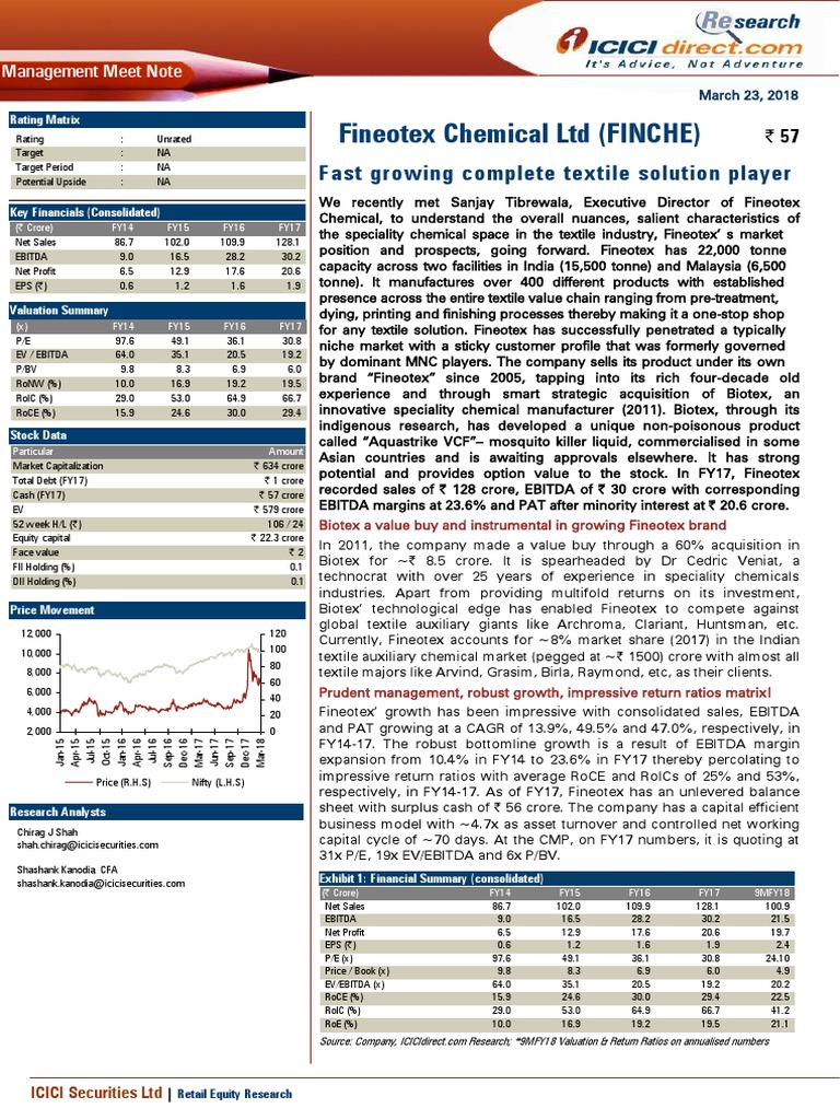 Fineotex Chemical: Growth & Market Insights | PDF | Securities Research ...