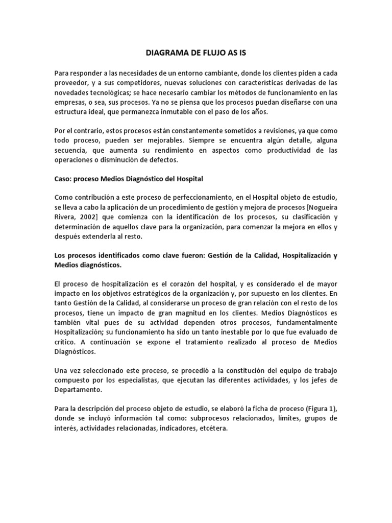 Ejemplo Diagrama As-Is | PDF | Gestión de la calidad | Salud y bienestar