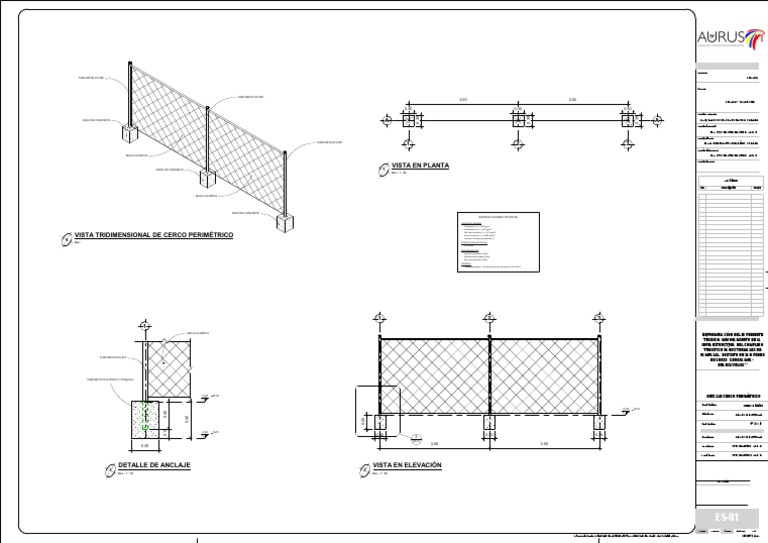 CERCO PERIMETRICO - Plano - ES-01 - DETALLE CERCO PERIMÉTRICO PDF | PDF | edificio ...