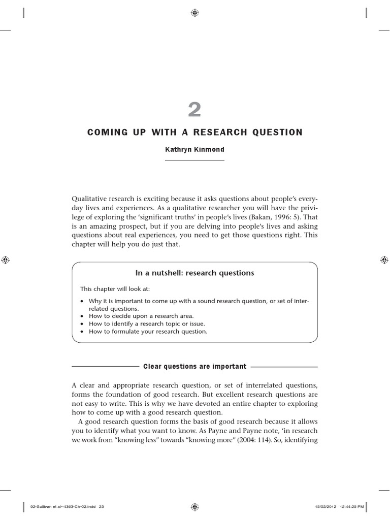 Coming Up With a Good Research Question | PDF | Qualitative Research ...