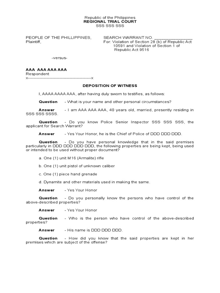 Deposition of Witness | PDF | Deposition (Law) | Law Enforcement