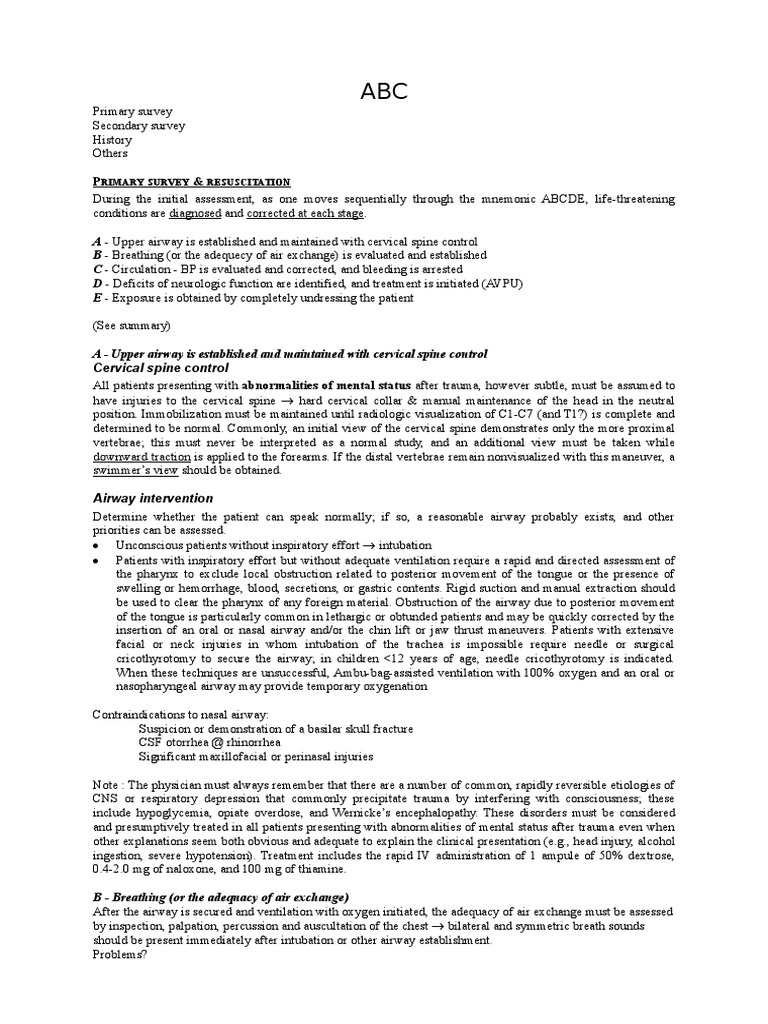 ABC Resuscitation | PDF | Shock (Circulatory) | Medical Specialties