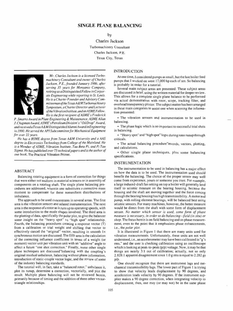 Single Plane Balancing PDF | PDF