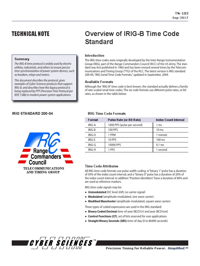 IRIG B Standards by RCC | PDF | Modulation | Information And ...