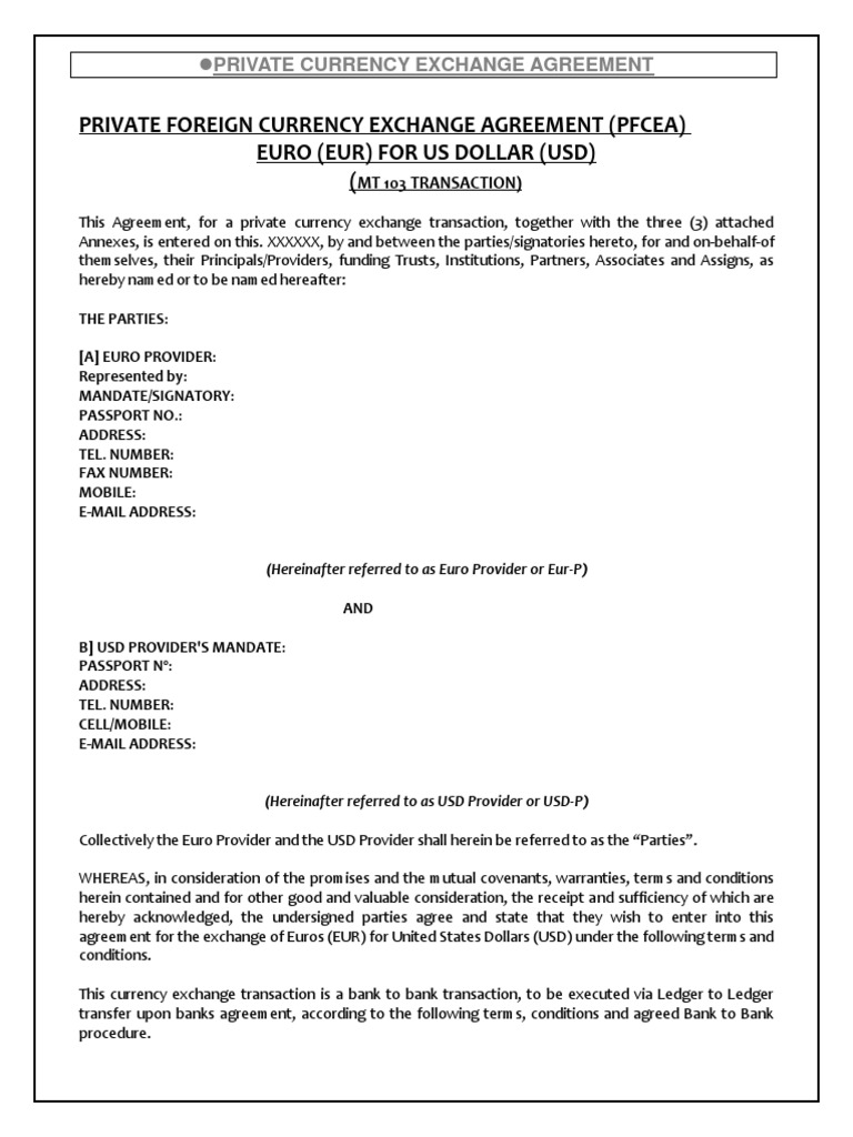 Currency Exchange Agreement 2018 0524074157 | PDF | Wire Transfer | Euro
