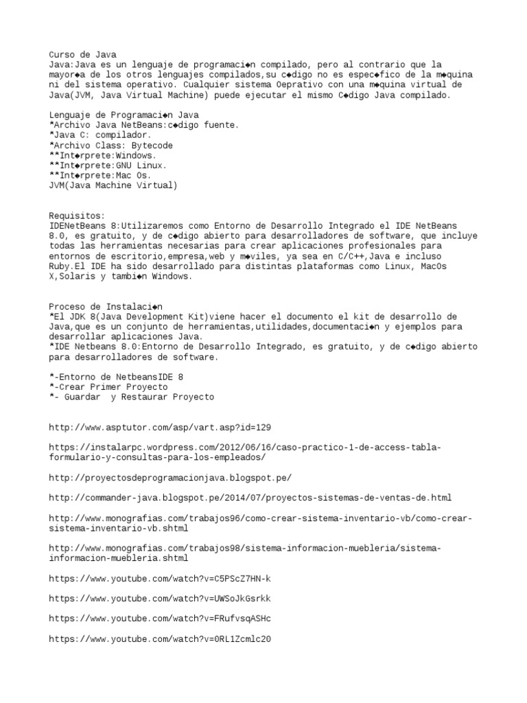 Curso Java | PDF | Entorno de desarrollo integrado | Java (lenguaje de ...