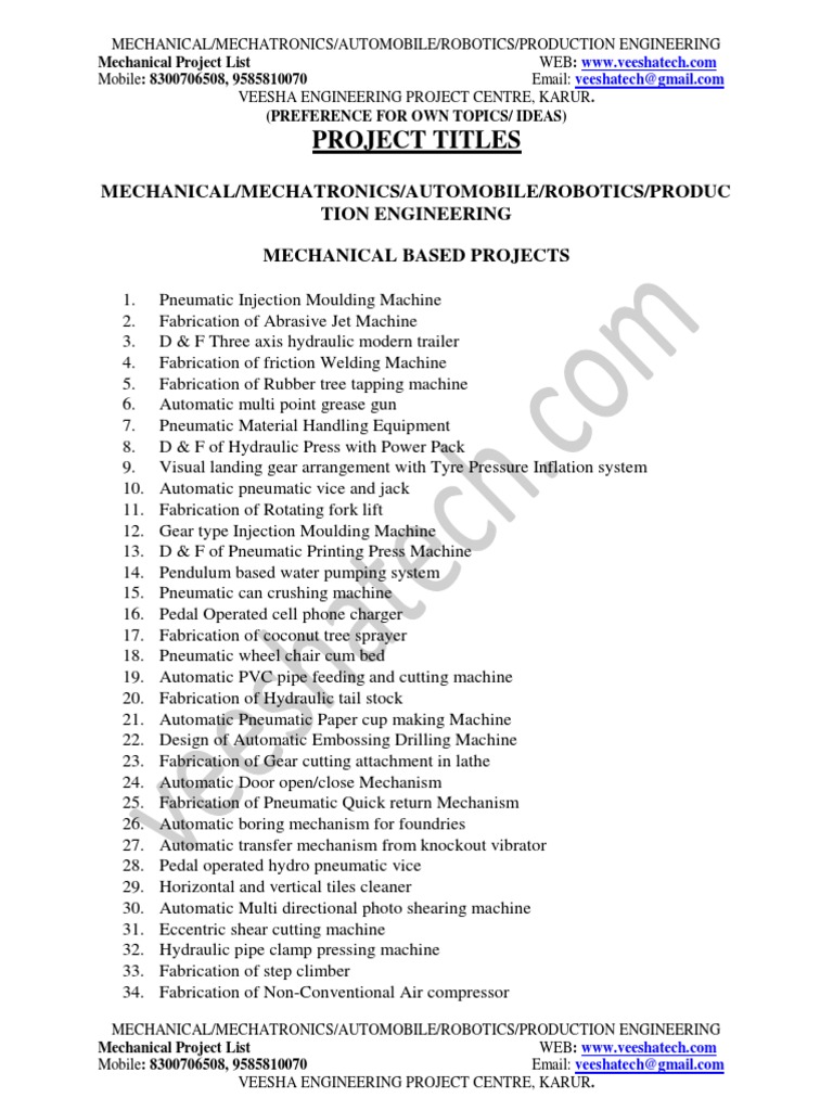 All Mechanical Project Topics | PDF | Machines | Robot