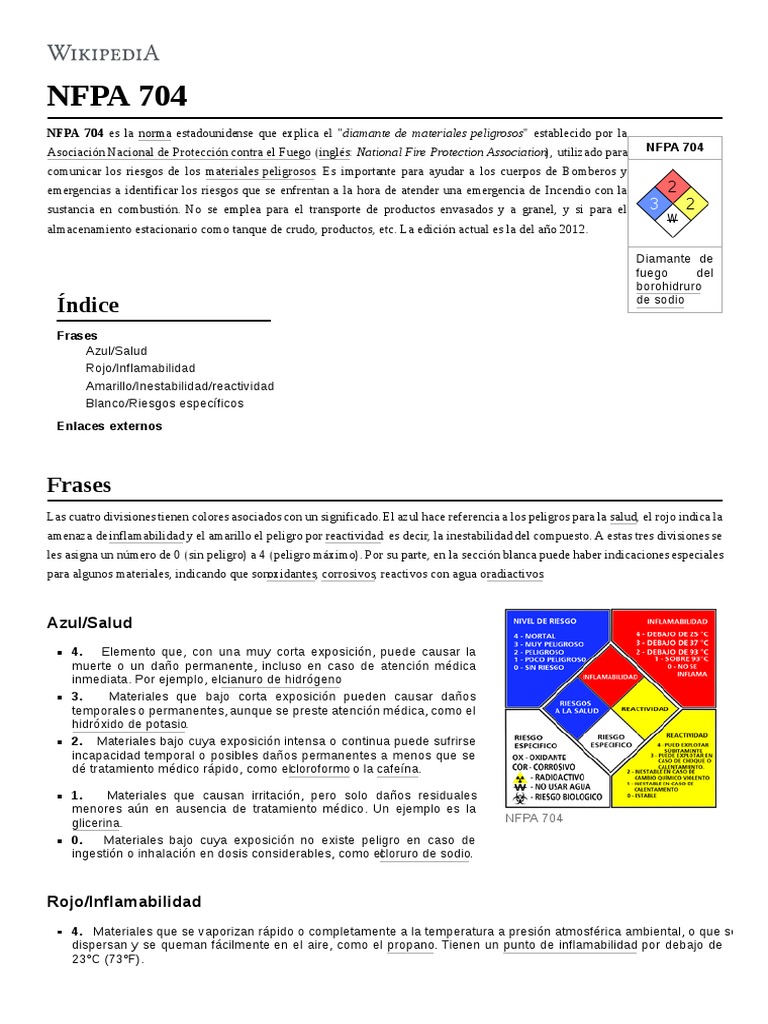 Nfpa 704 | PDF | Sustancias químicas | Química