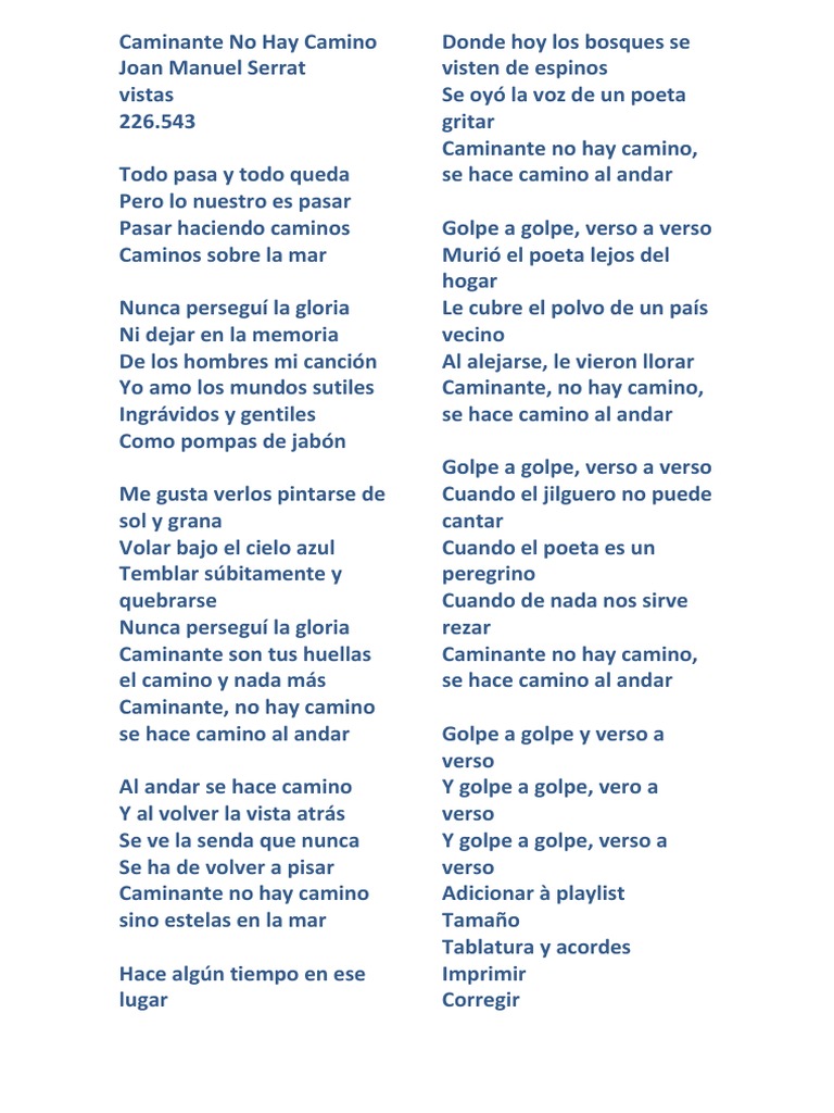 Caminante No Hay Camino Serrat | PDF