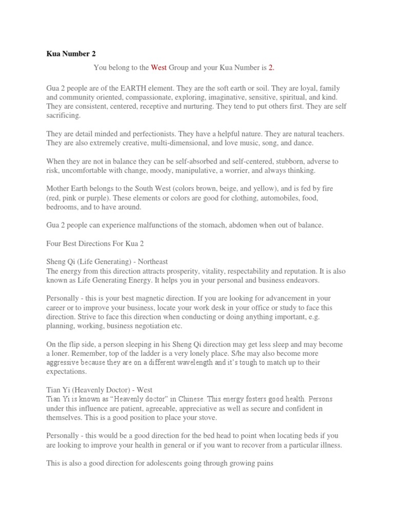 Kua Number 2 | PDF | Feng Shui | White