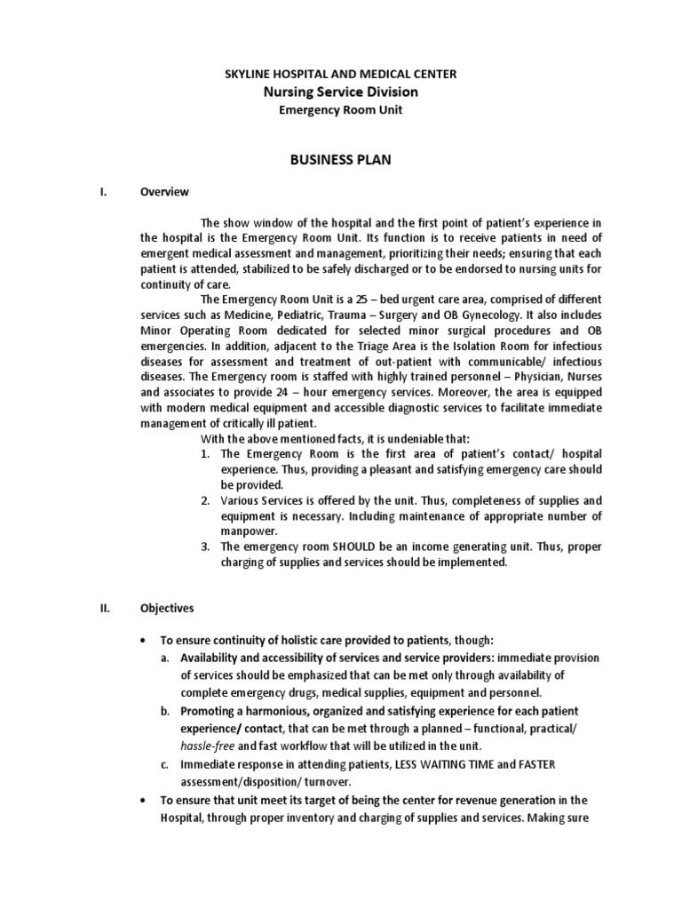 Business Proposal Emergency Room (2018) | PDF | Emergency Department ...