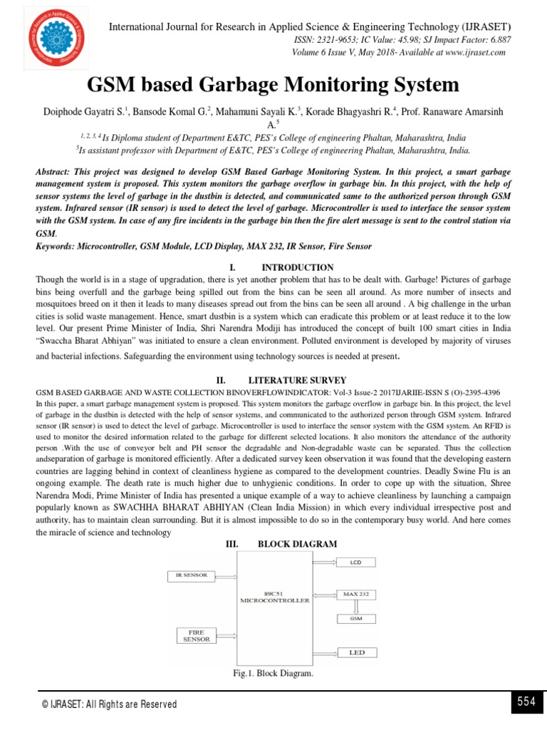 GSM Based Garbage Monitoring System | PDF | Power Supply | Microcontroller