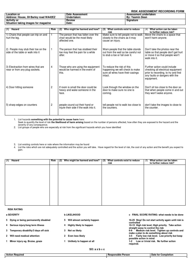 Risk Assessment My House | PDF | Hazards | Risk