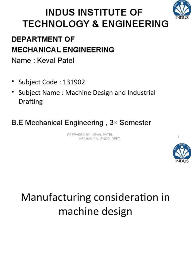 Manufacturing Consideration in Machine Design | PDF | Engineering ...