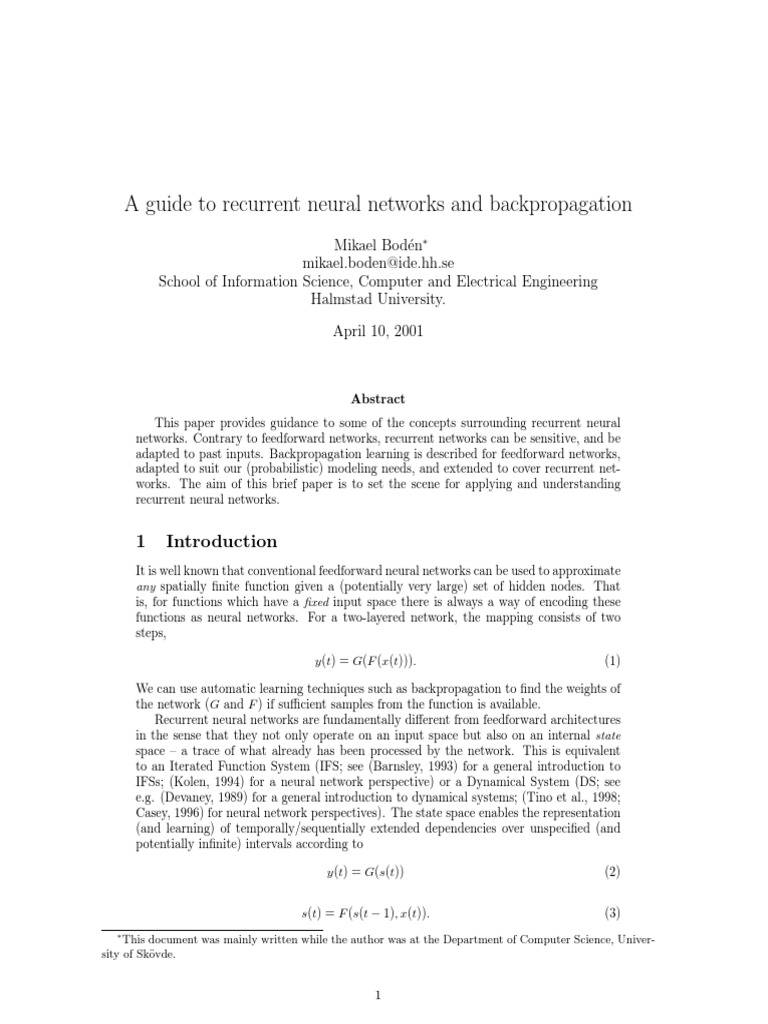 BackProp in Recurrent NNs | PDF | Artificial Neural Network | Cybernetics