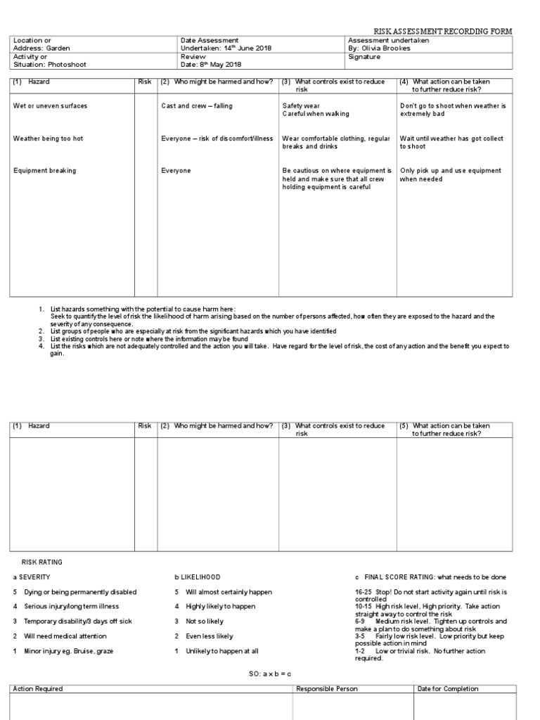 Risk Assessment - Garden | PDF | Risk Assessment | Risk