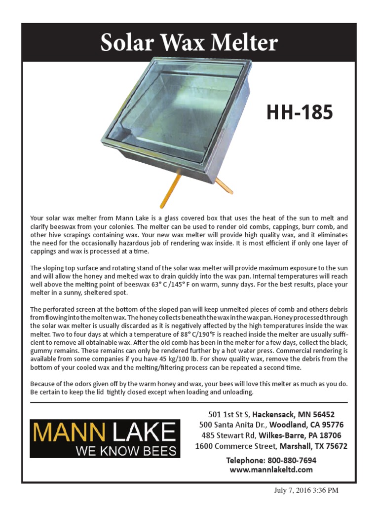HH 185 Solar Wax Melter | PDF | Nature