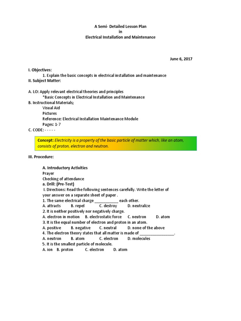 Basic Concepts in Electrical Installation and Maintenance LP | PDF ...