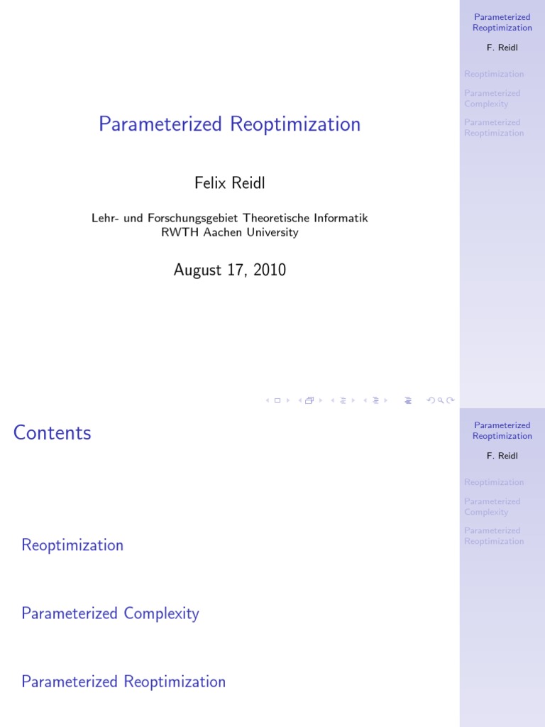 Parameterized Reoptimization Felix Reidl Pdf Computational Complexity Theory Mathematical