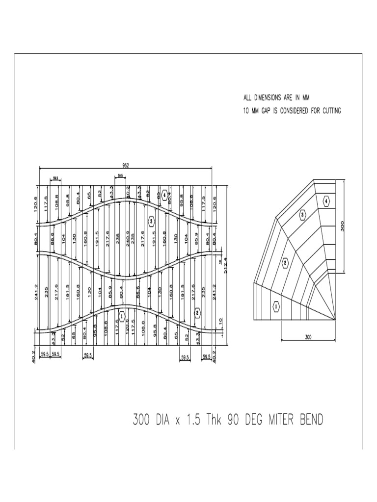 Miter Bend Development 300 Dia. - 2-Model | PDF