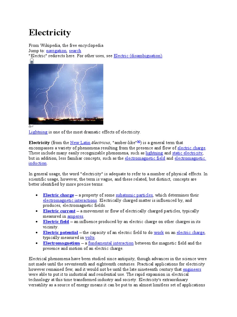 Electricity (From The | PDF | Electricity | Electric Current