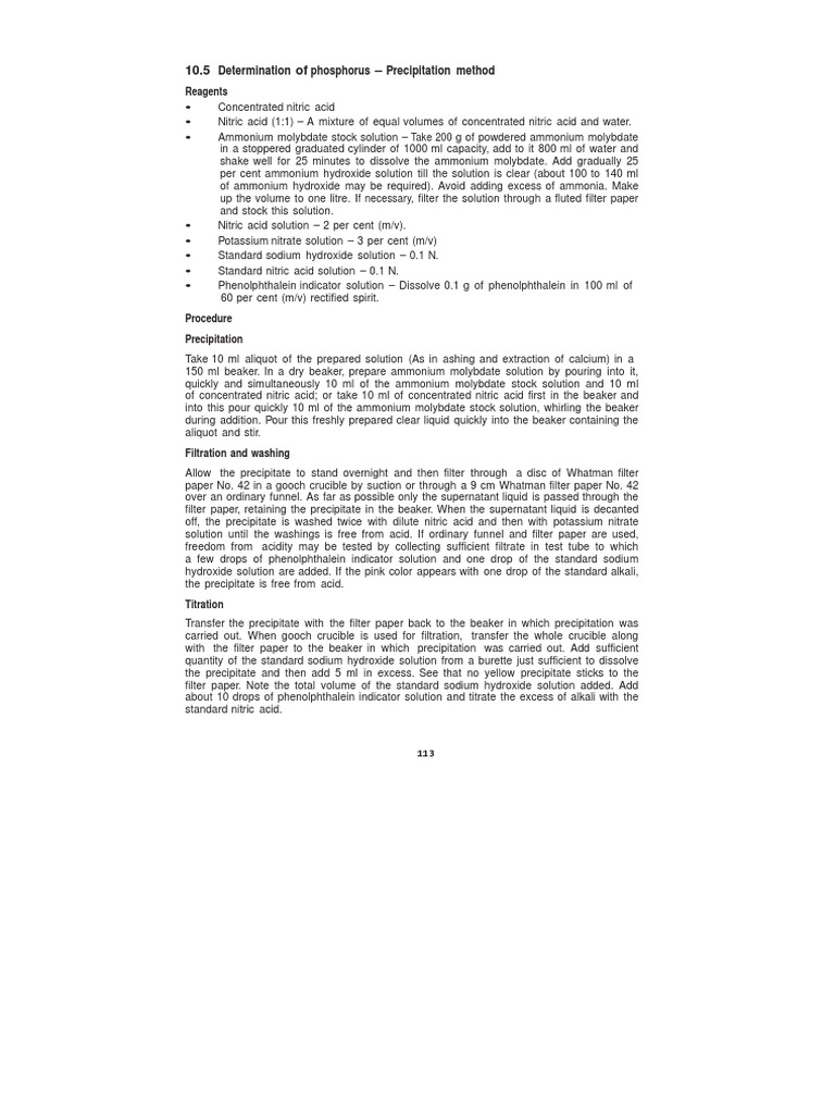 Determination of Phosphorus - Precipitation Method | PDF ...