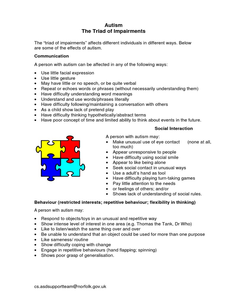 Autism the Triad of Impairments