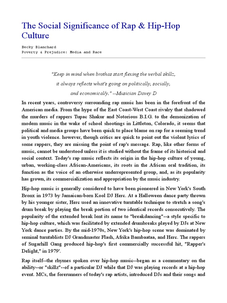 Rap's Social and Cultural Impact | PDF | Hip Hop Music | Hip Hop