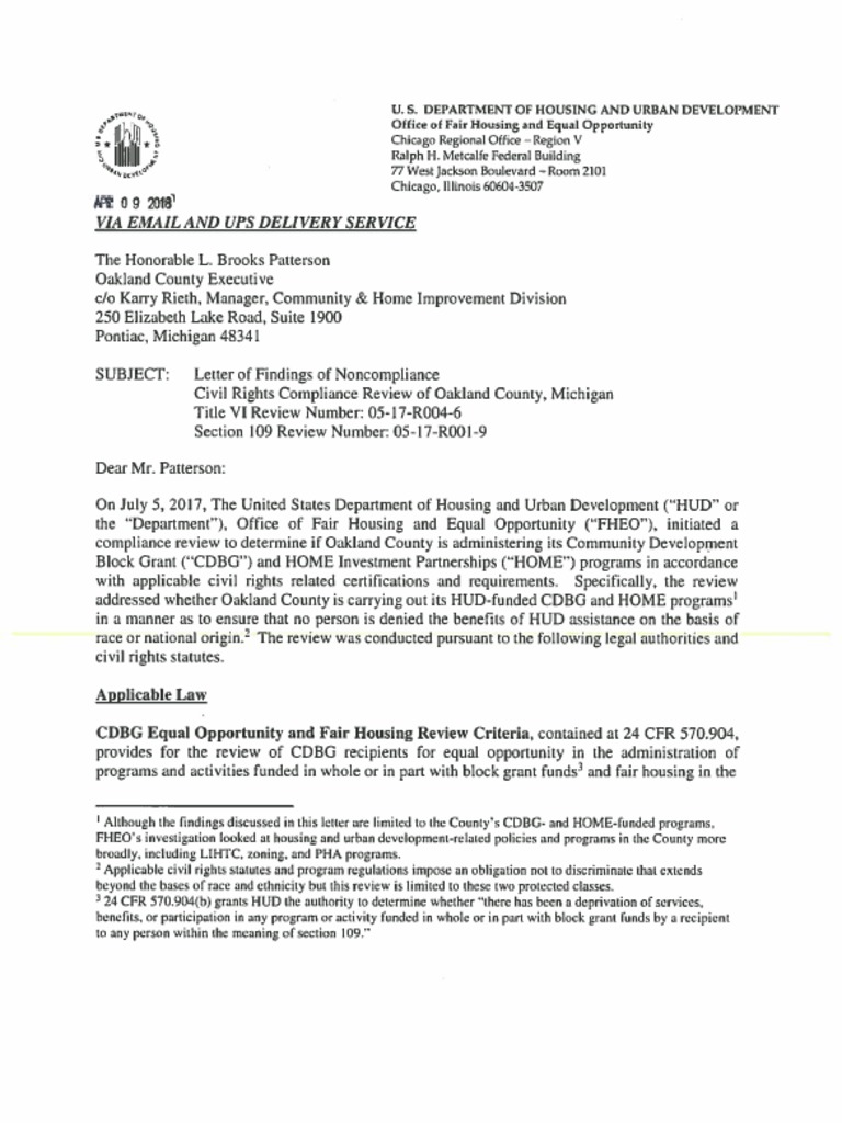 Hud Letter of Findings | PDF