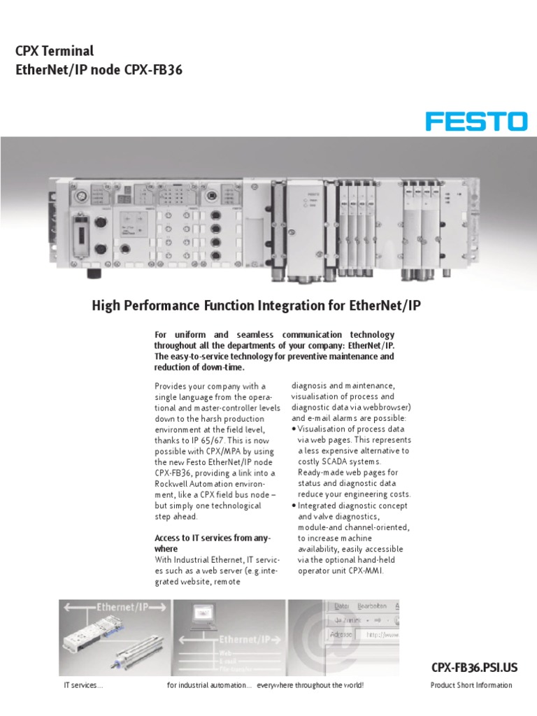 Festo - CPX Terminal - FB36.PSI - US PDF | PDF | Ip Address | Ethernet