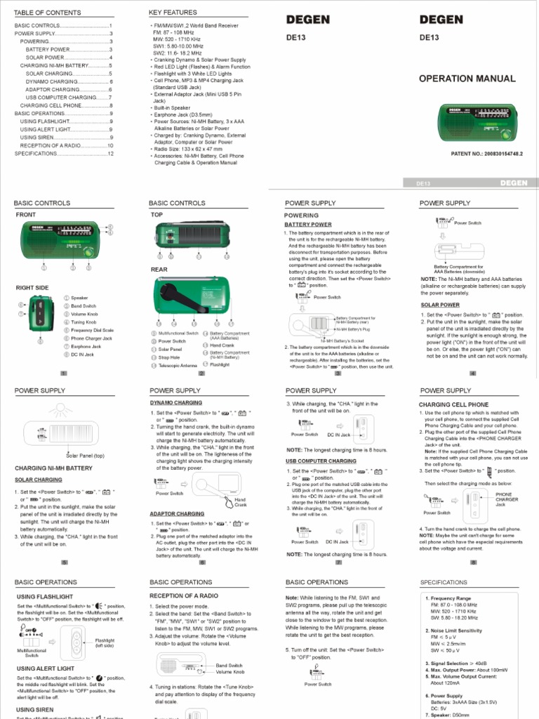 Degen De13 English Instruction Manual | PDF
