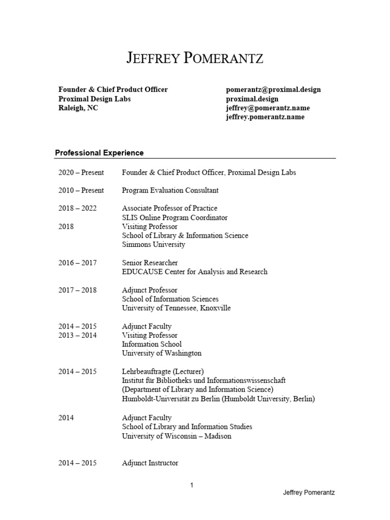 Effrey Omerantz: Jeffrey Pomerantz 1 | PDF | Association For Computing ...