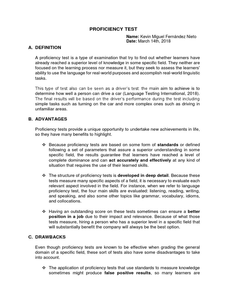 Proficiency Test | Download Free PDF | Learning | Test (Assessment)