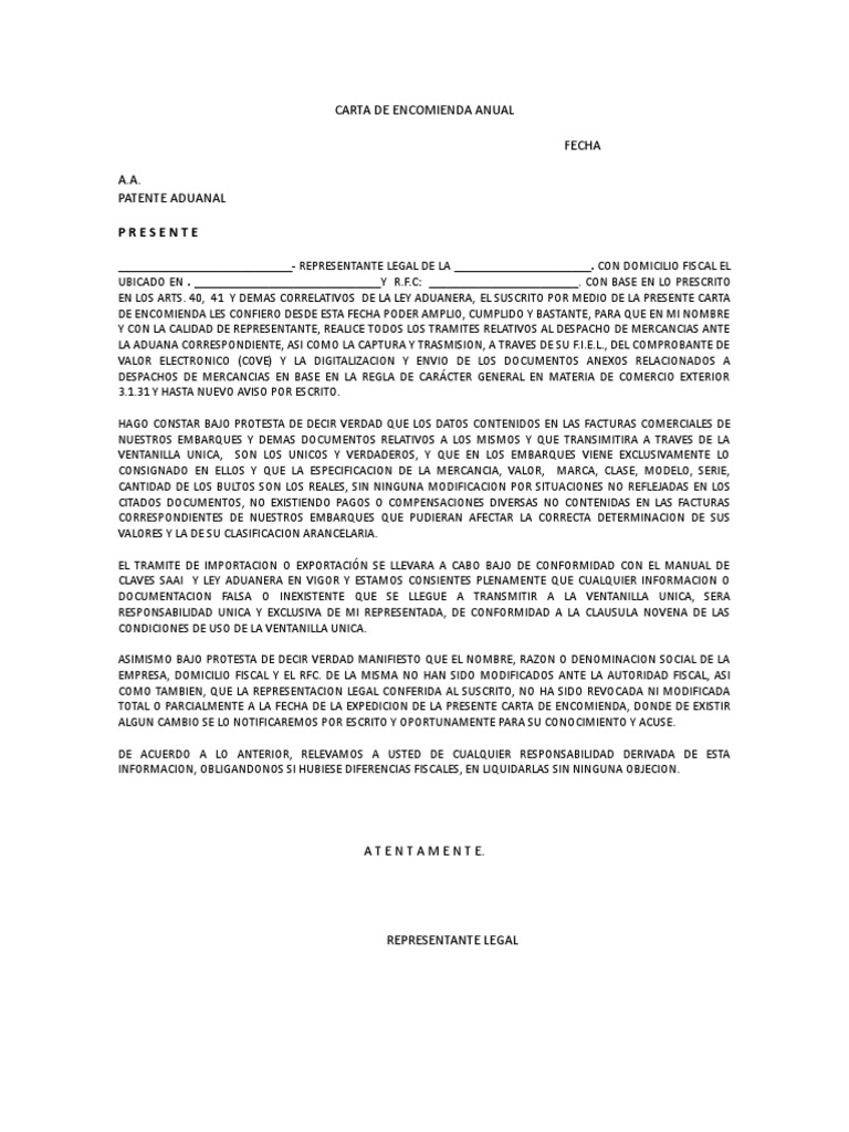 Carta de Encomienda 2017 | PDF